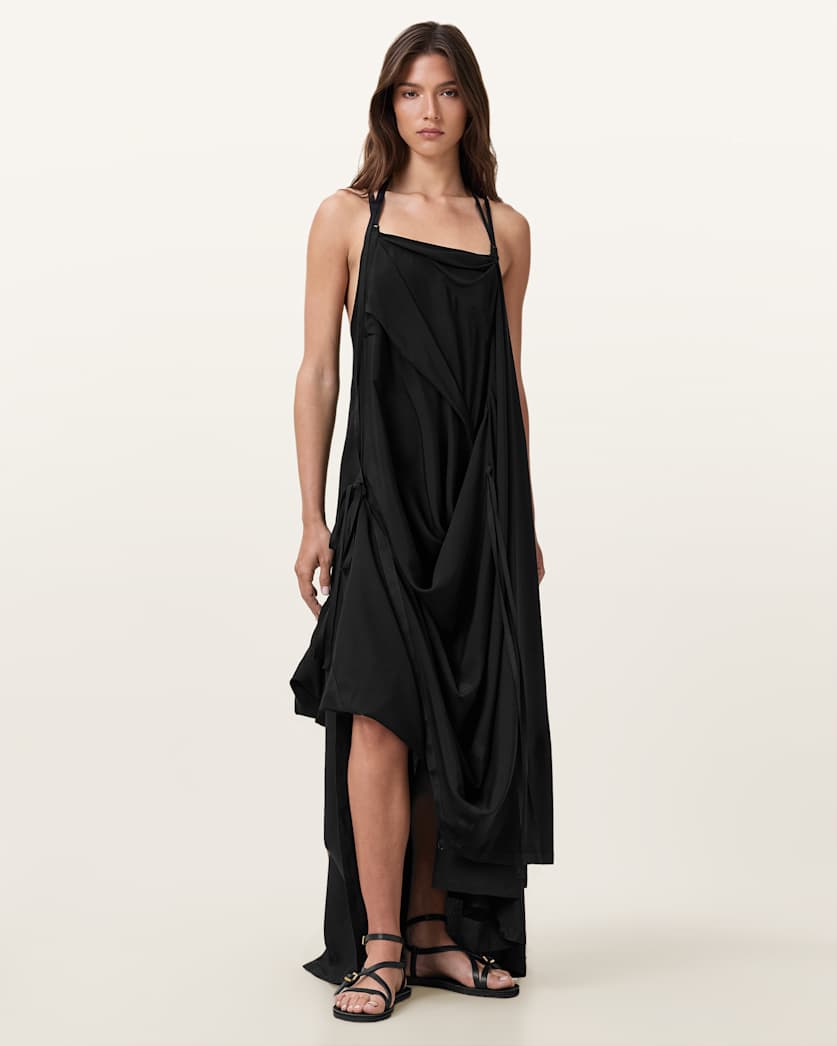 Parachute Silk Dress Black | ALLSAINTS